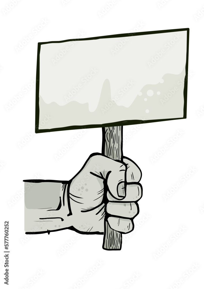 Hand holding blank banner, poster, advertisement - vector illustration ...
