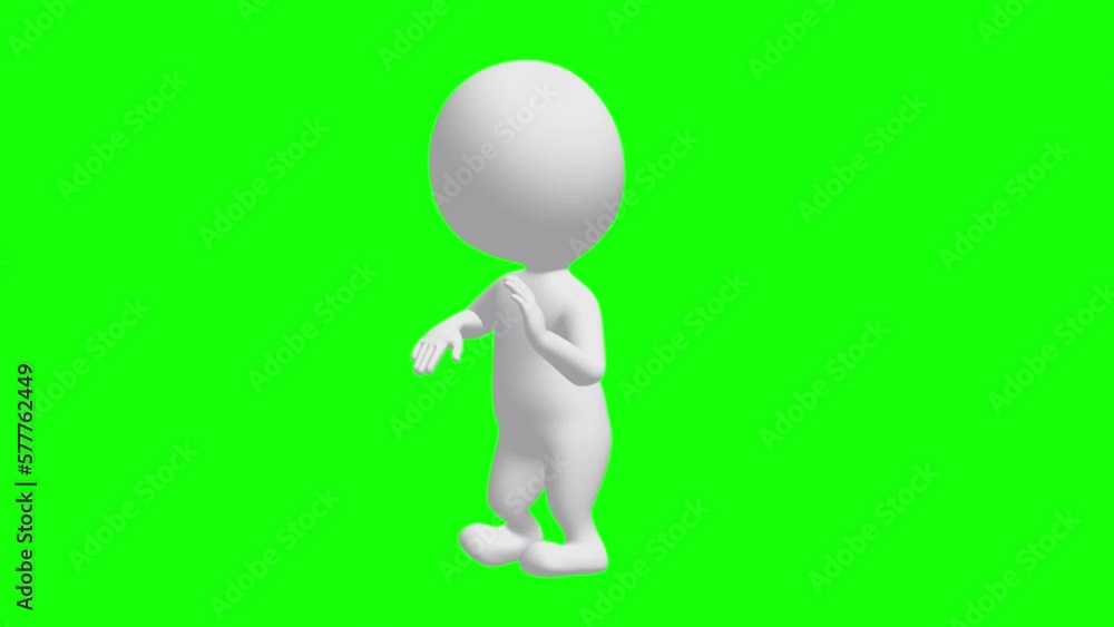 White 3d man dancing. Mascot having fun. Silly dance endless loop. 4K ...