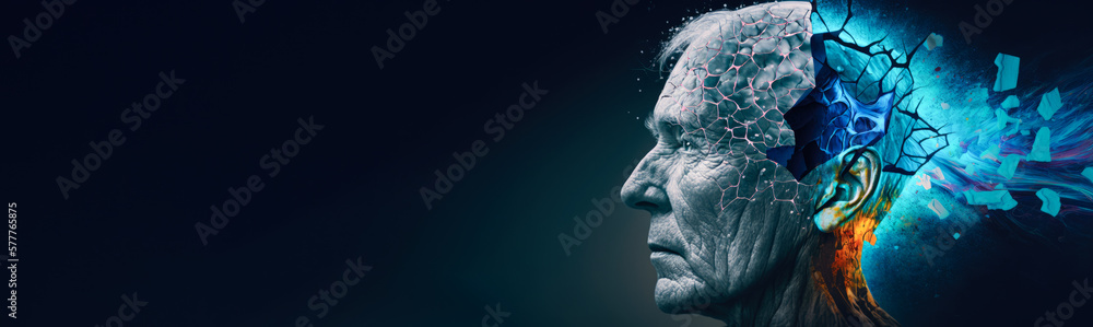 aging brain, elderly man memory loss, alzheimer's dementia Stock ...