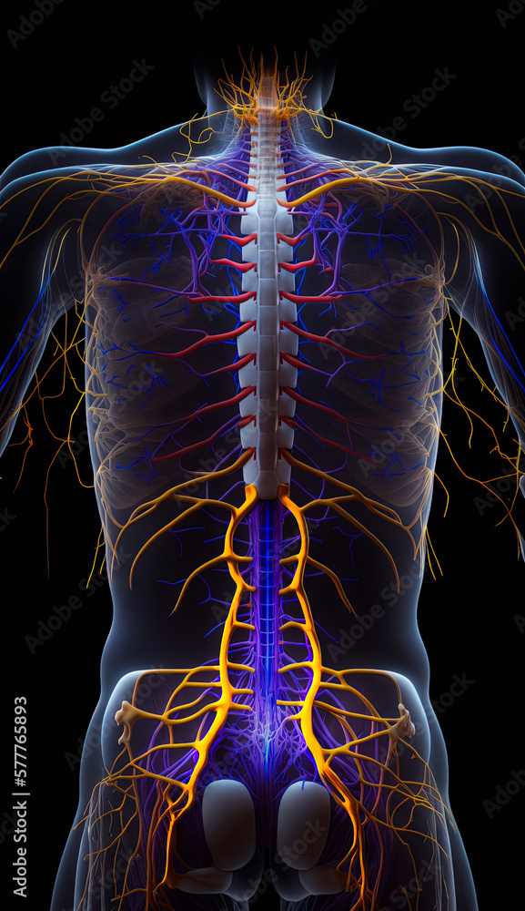 sciatica neurological pain in lower back nervous system, generative ai ...