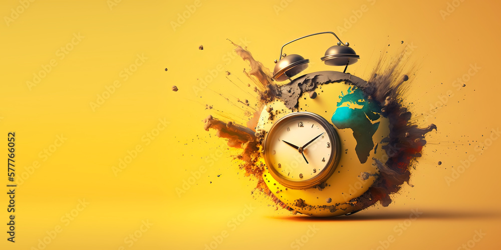 Ticking time bomb in the form of planet Earth with burning wick and ...