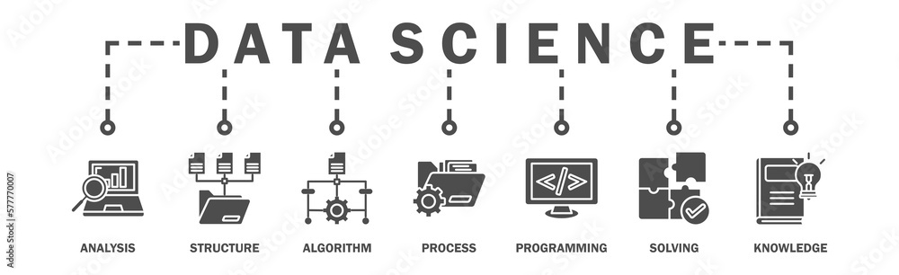 Data science banner web icon vector illustration concept with icon of ... Data science banner web icon vector illustration concept with icon of ...