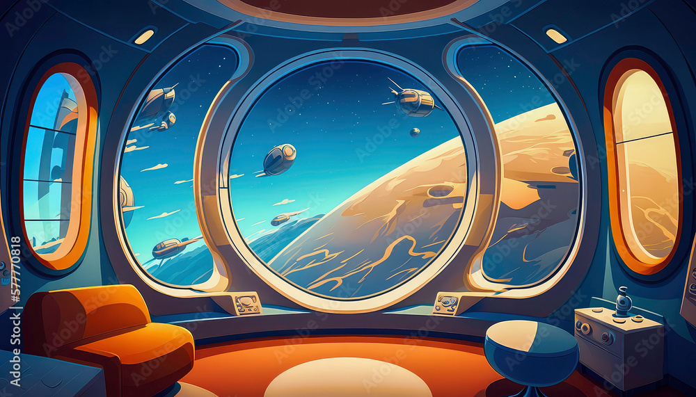 Cartoon Spaceship Cockpit Background Cartoon Cosmic Cockpit Backdrops ...