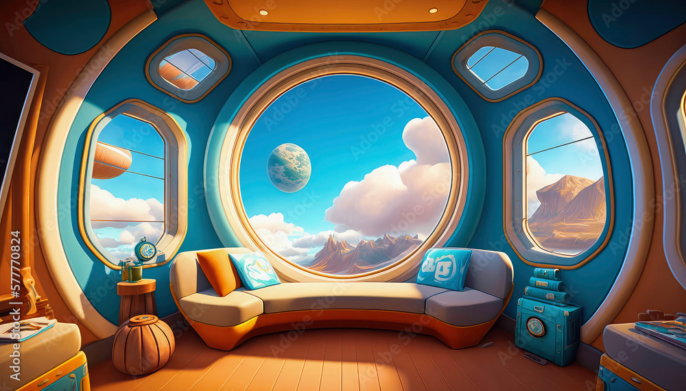 Cartoon Spaceship Cockpit Background Cartoon Cosmic Cockpit Backdrops ...
