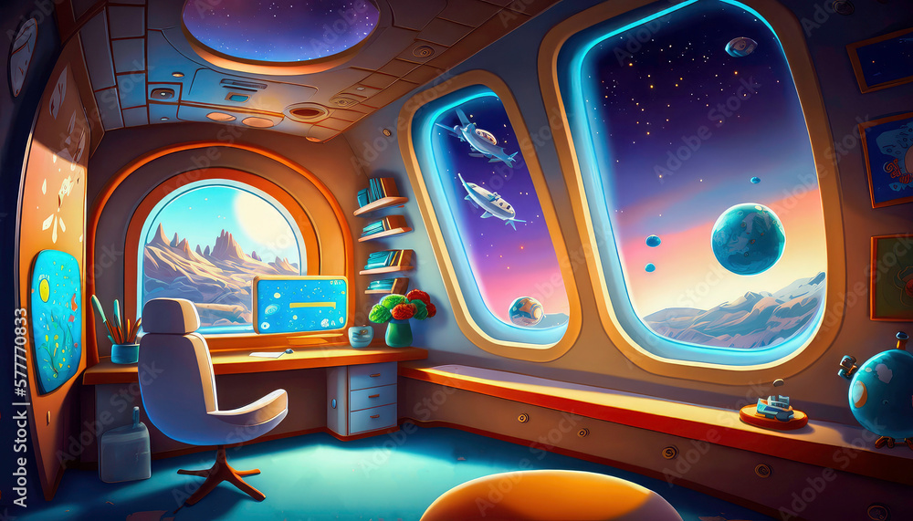 Cartoon Spaceship Cockpit Background Cartoon Cosmic Cockpit Backdrops ...