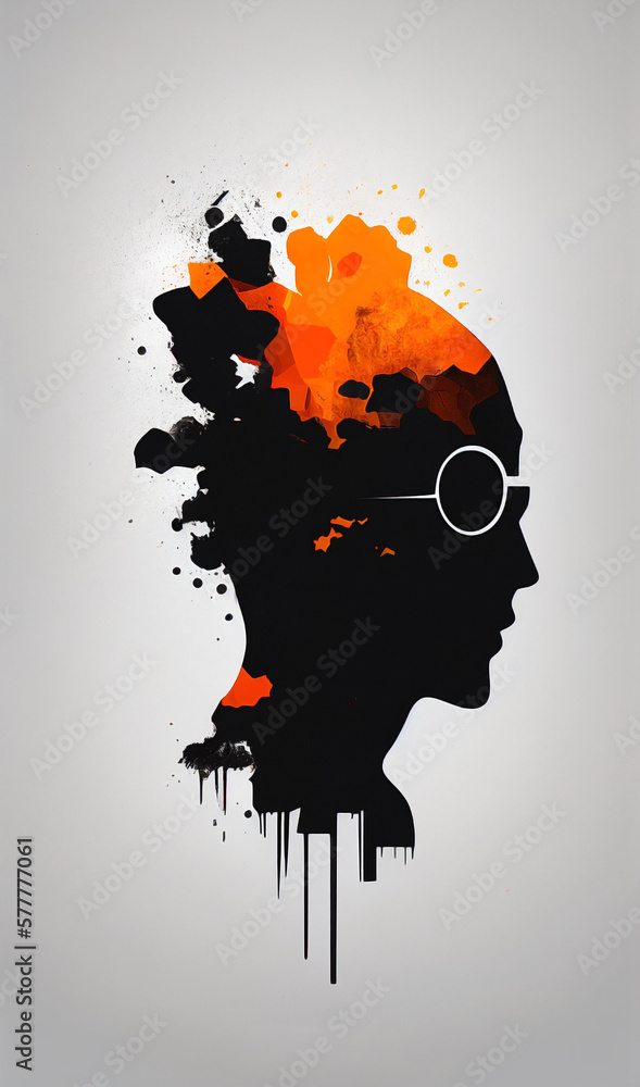 An unrecognizable young man in profile with glasses isolated on a ...