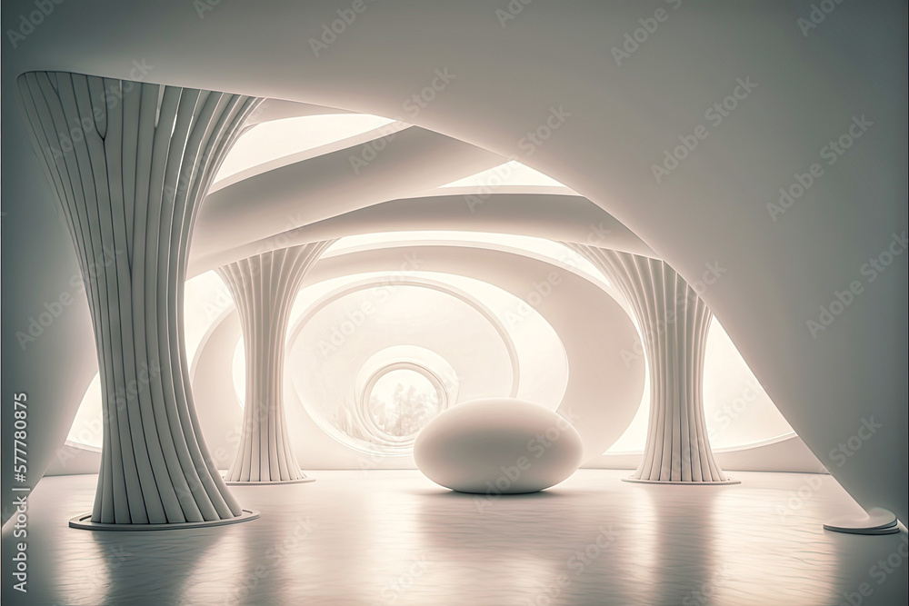 Abstract architecture background. Modern white interior and exterior ...