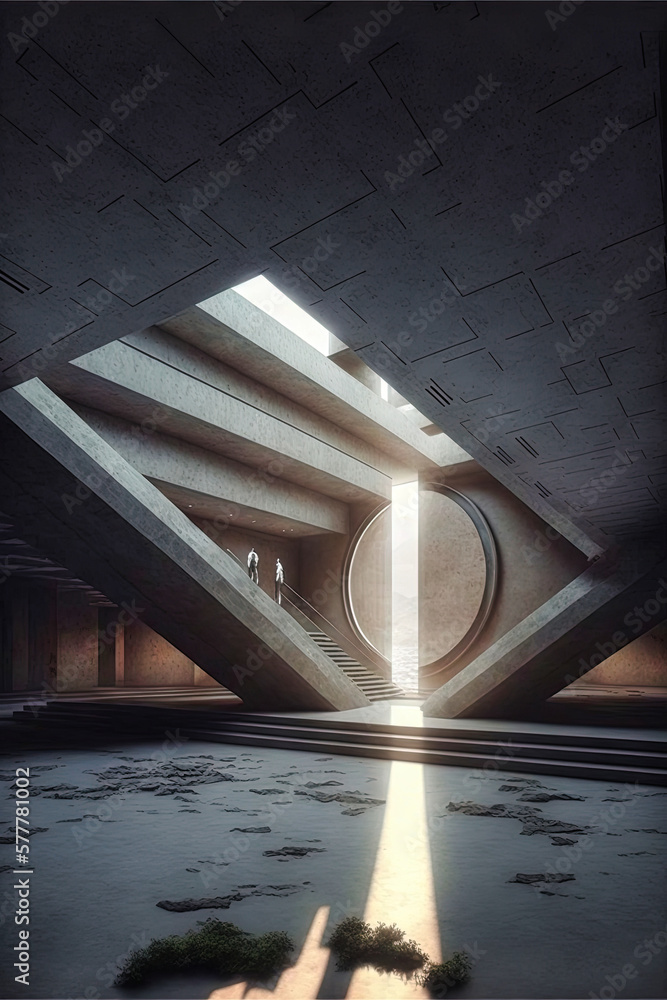 Abstract architecture background. Modern white interior and exterior ...