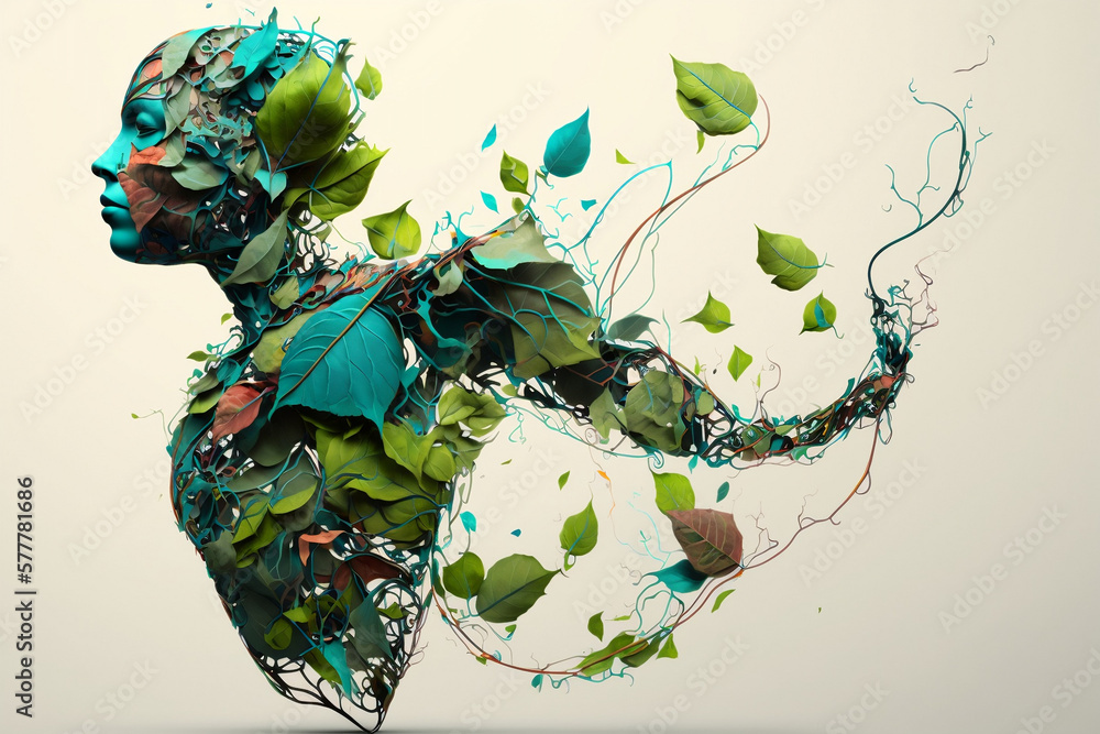 Digital echo concept art of human body created by wires, butterflies ...