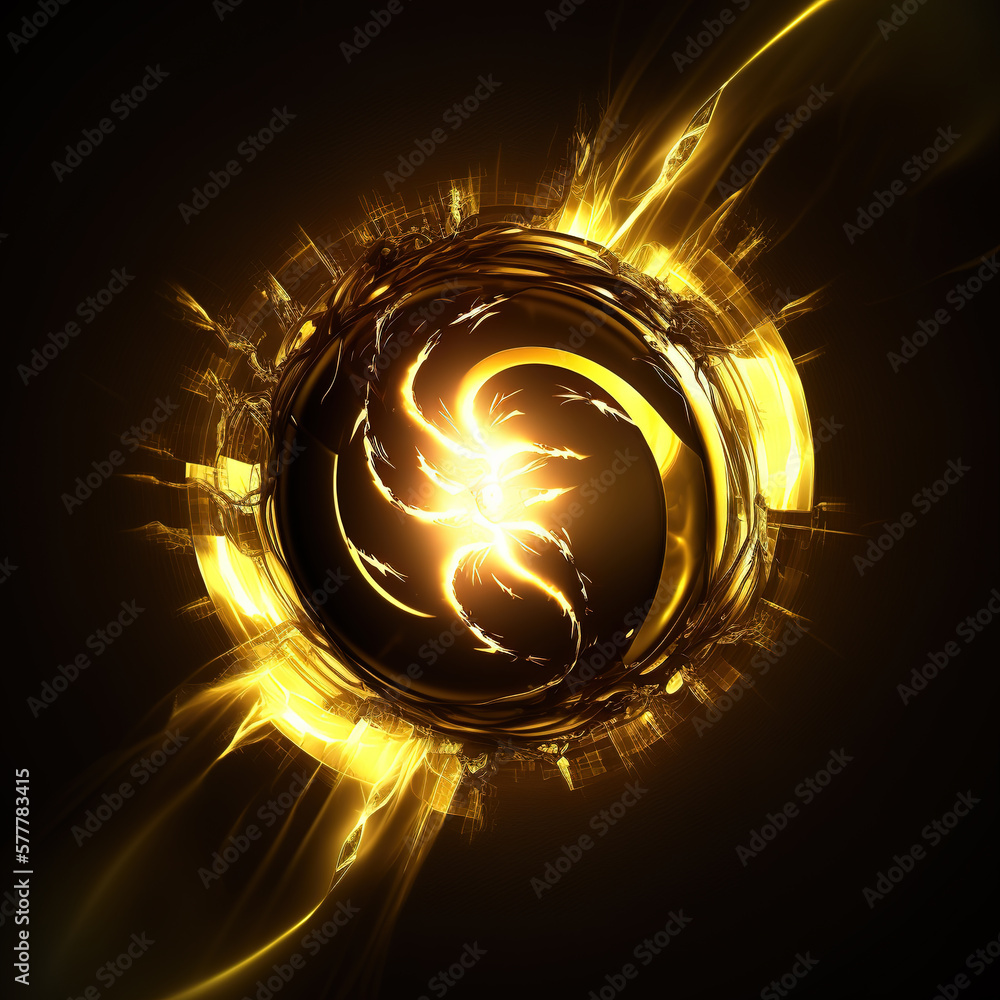 Transparent ball of lightning and yellow beams of light as an energy ...