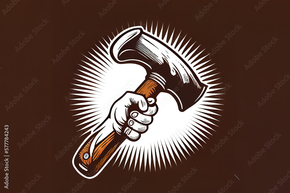 Hand holding hammer illustration clip art for carpenter. Generative Ai ...