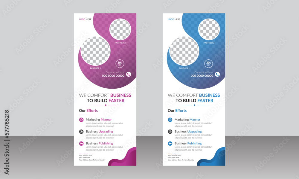 Corporate roll-up banner. simple business roll up standee x-banner ...