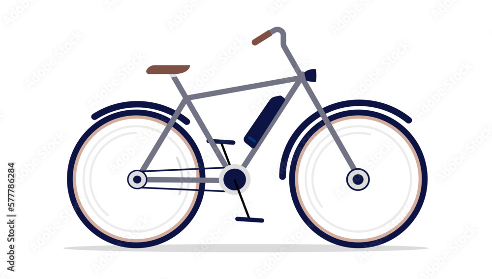 Electric bike - Vector illustration of e-bike for men in side view flat ...