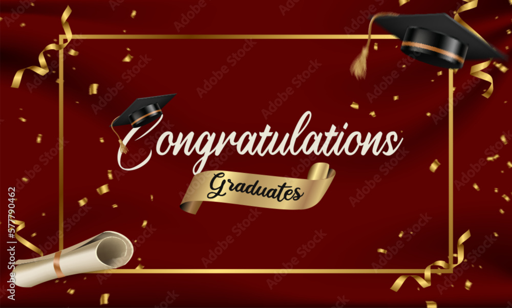 congratulations graduates with realistic graduation cap hat and ...
