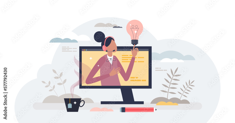 Virtual assistant as distant customer support operator tiny person ...