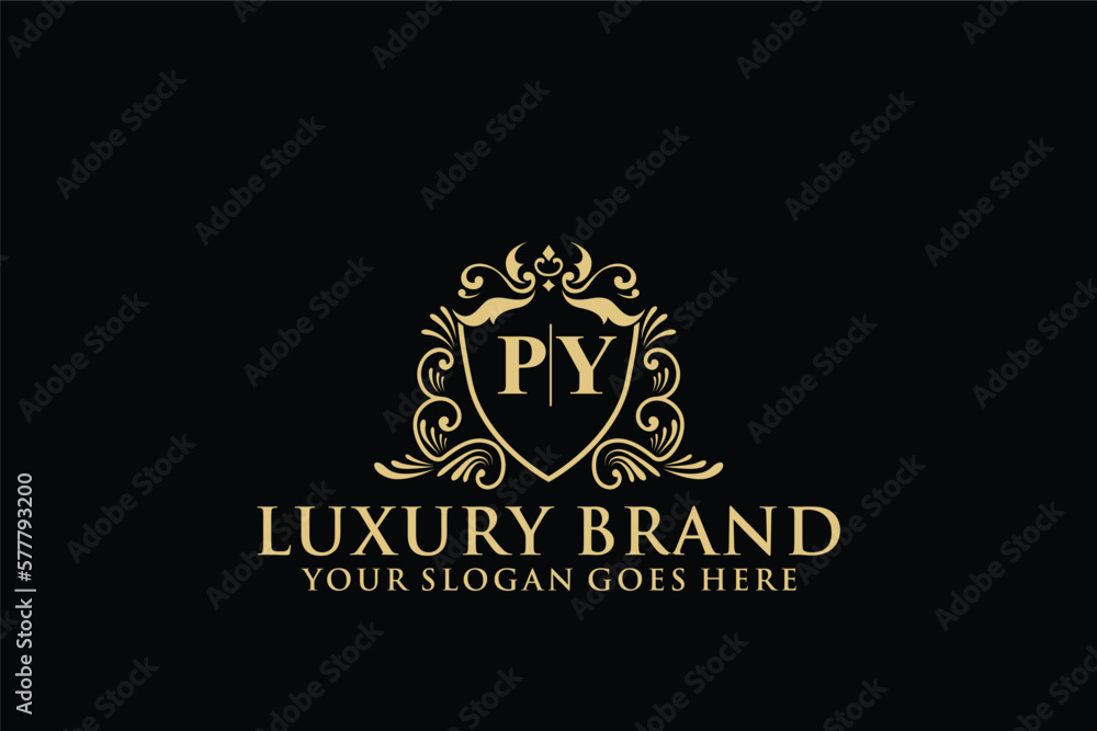letter Initial PY elegant luxury monogram logo or badge template with ...