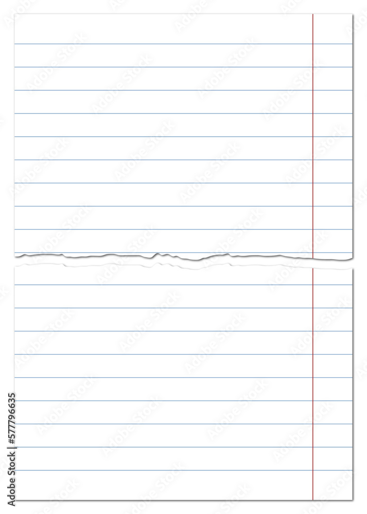 Torn sheet of paper from a notebook in line. Paper scraps. Ripped paper ...