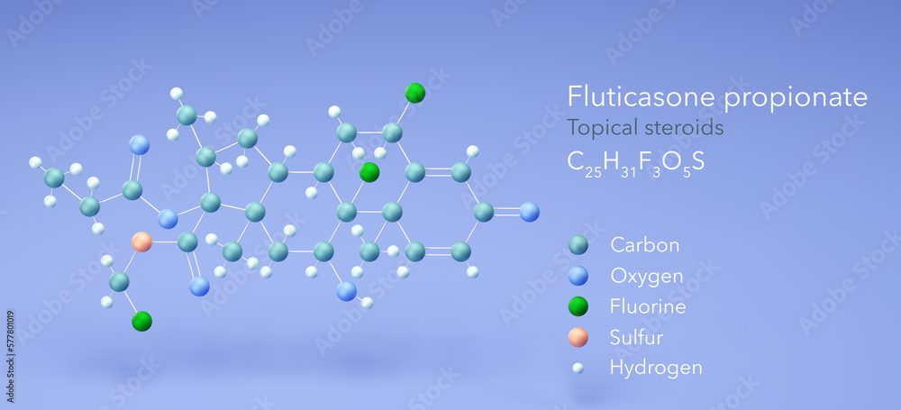 fluticasone propionate molecule, molecular structures, topical steroids ...
