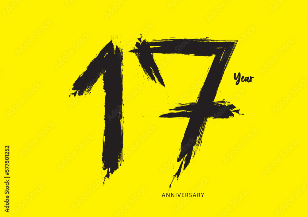 17 year anniversary celebration logotype on yellow background, 17 ...