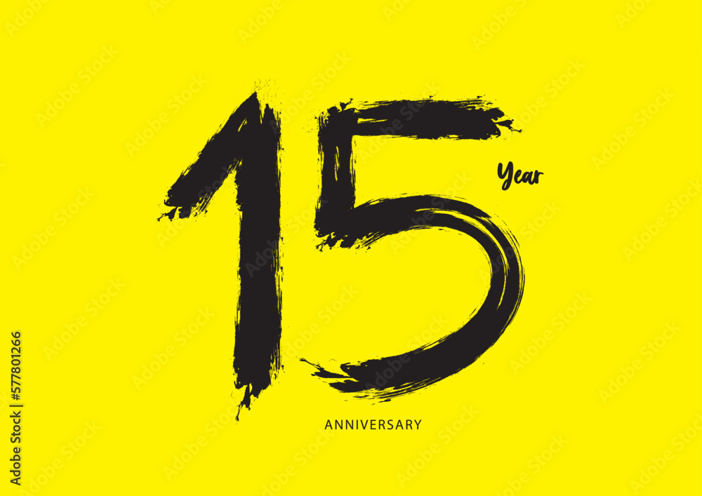 15 year anniversary celebration logotype on yellow background, 15 ...