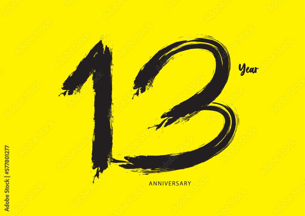 13 year anniversary celebration logotype on yellow background, 13 ...