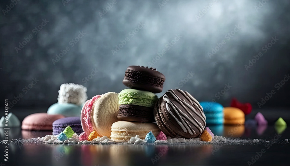 Sweets and candies advertising banner background, commercial template ...