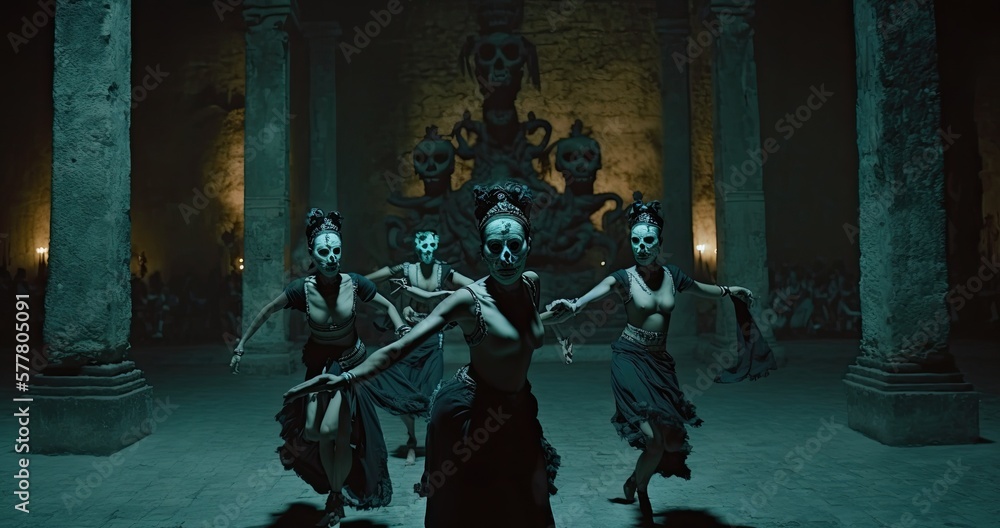Epic Dance of Death. Dead Dancers Dancing in the Underworld. Generative ...