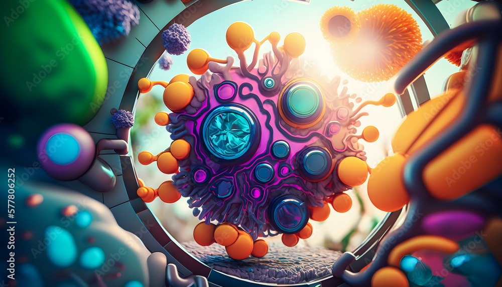 Cartoon character Color bacteria and viruses of various shapes banner ...