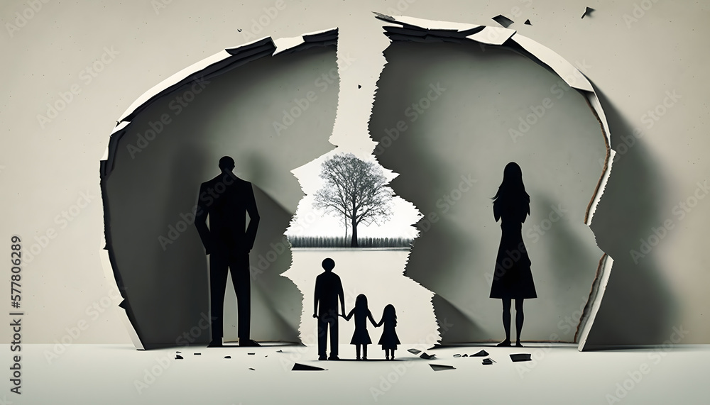 Divorce family breakup and division of children. Psychological problems ...
