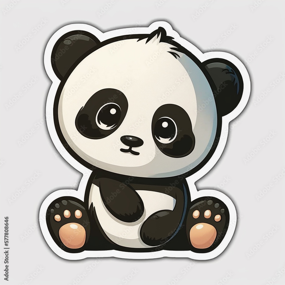 cute panda sticker created using Ai technology. Stock Illustration ...
