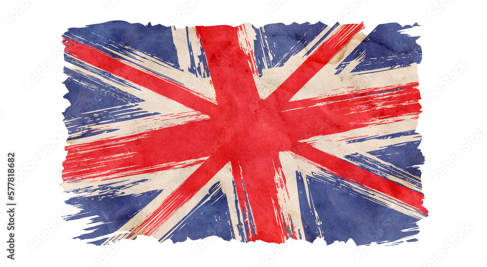 Vector vintage British flag. Drawing flag of UK in grunge style. Stock ...