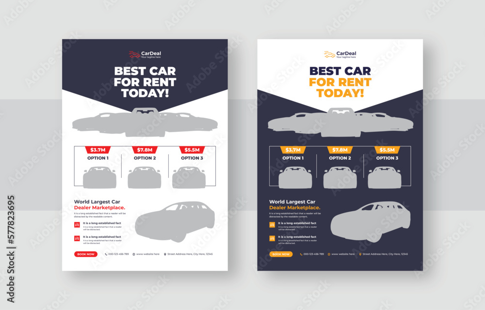 Stylish & modern Car Rental Flyer with a4 paper size, Auto repair ...