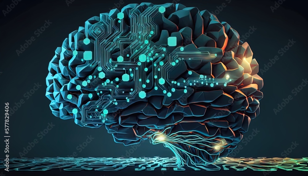 AI Brain, artificial intelligence, artificial brain in the middle of ...