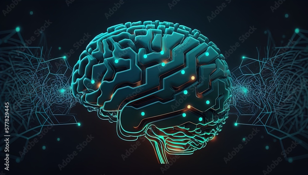 AI Brain, artificial intelligence, artificial brain in the middle of ...