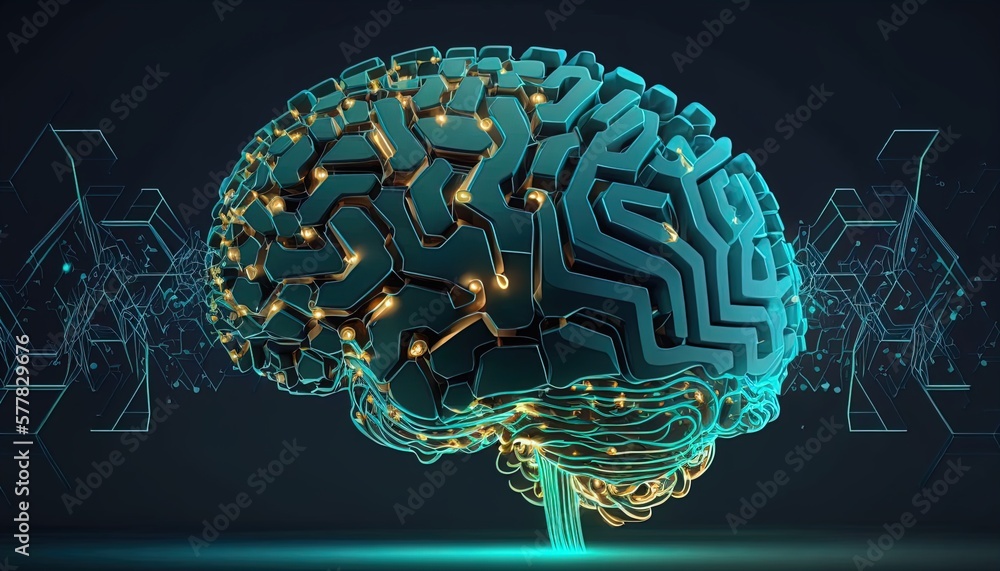 AI Brain, artificial intelligence, artificial brain in the middle of ...