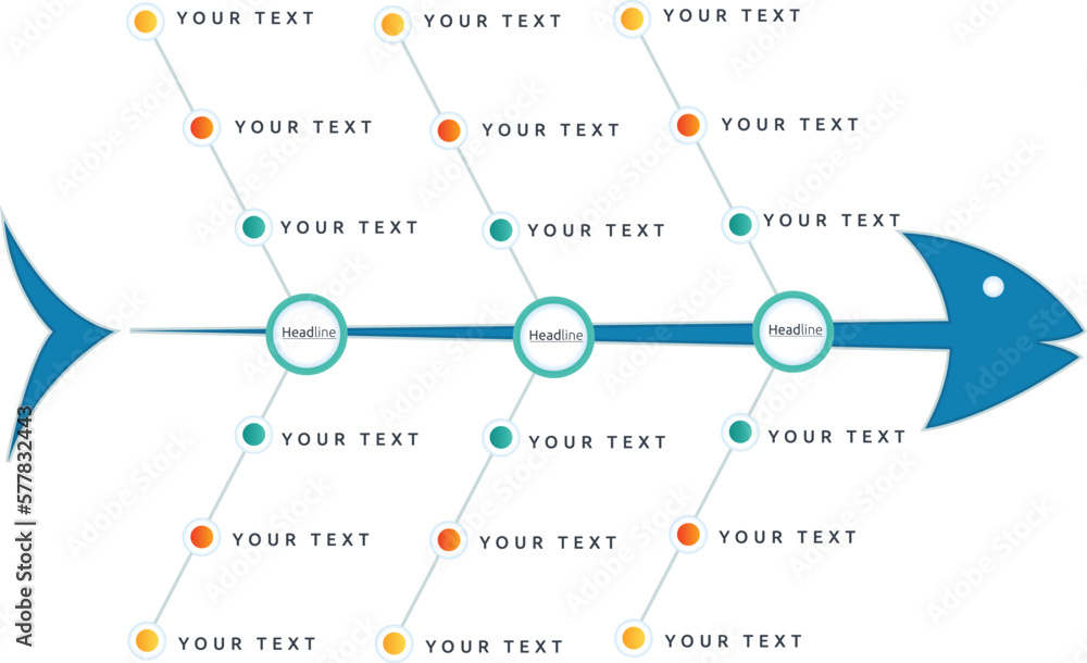 Fishbone Diagram Vector Template. Fish Bone infographic illustration ...