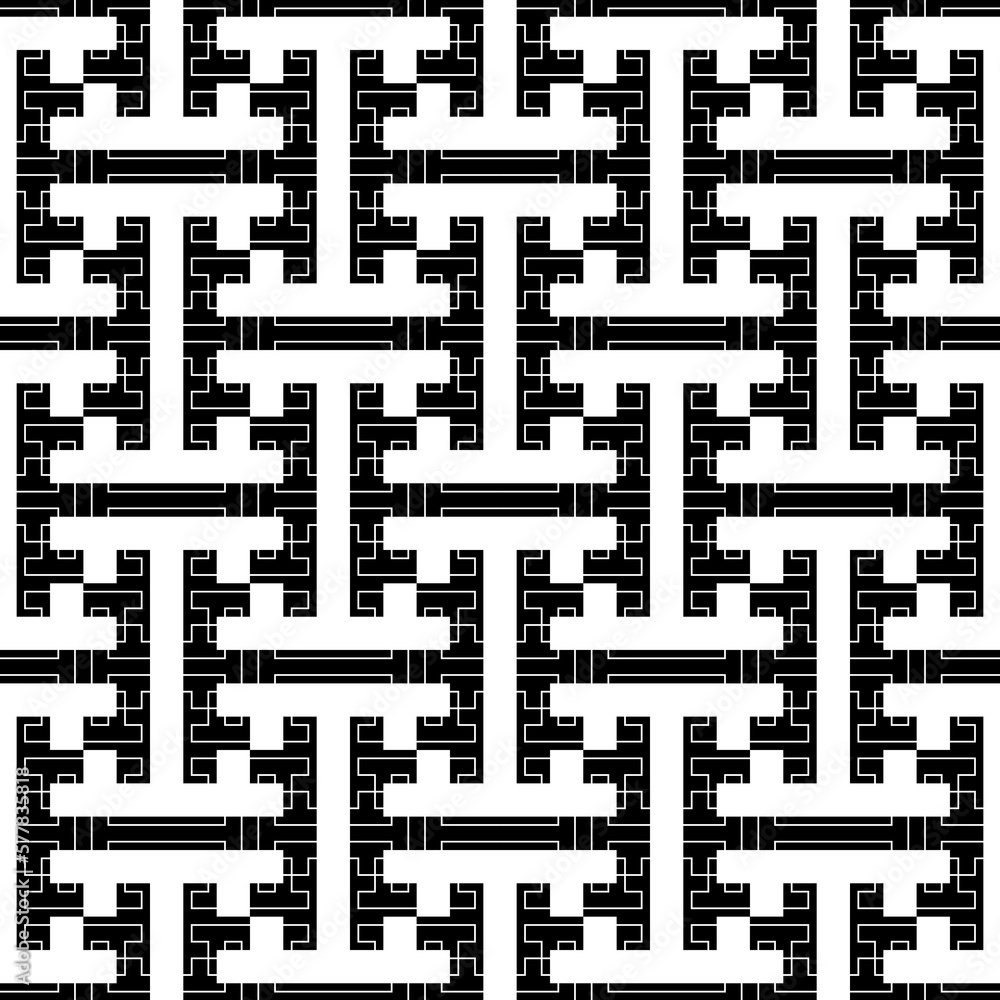 Seamless stylized Sayagata pattern. Repeated interlocking figures ...