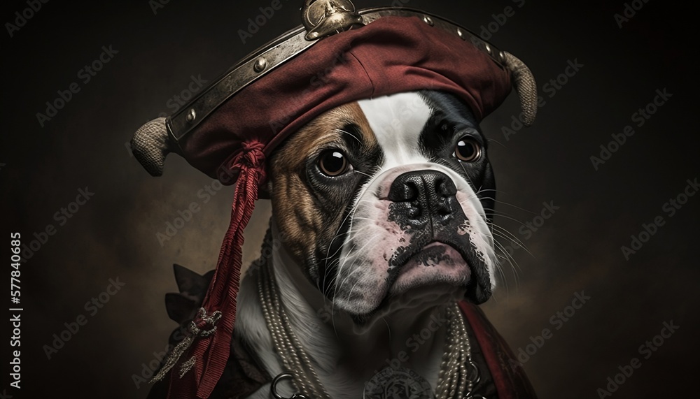 Dog dressed as a pirate, pirate dog. Animals with professions. Dog with ...