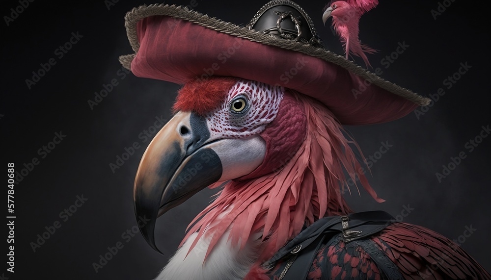 Parrot dressed as a pirate, pirate parrot. Animals with professions ...