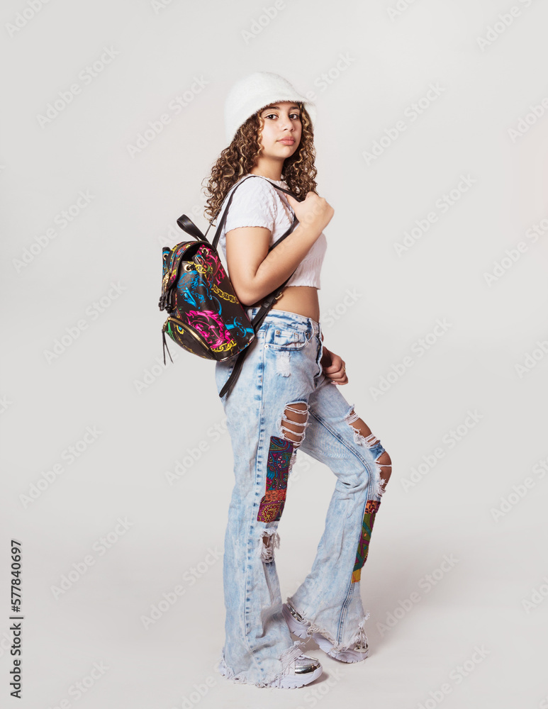 Adorable teen girl modeling studio photoshoot, fashion for teenagers ...
