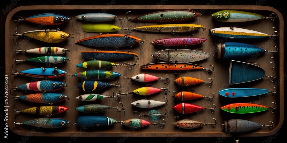 Array of custom made fishing lures each one unique and designed to ...