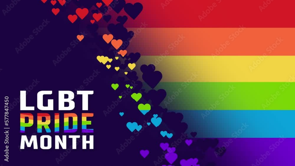 Vector animated LGBT pride month concept. Rainbow LGBTQ freedom flag ...