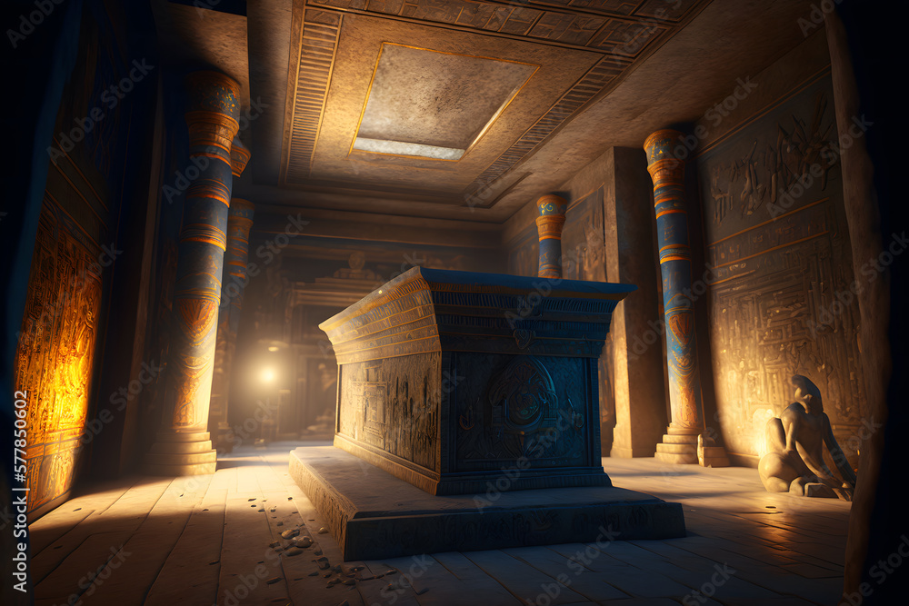 Interior of sacred tombs in pyramids from Giza, Egypt. Neural network ...