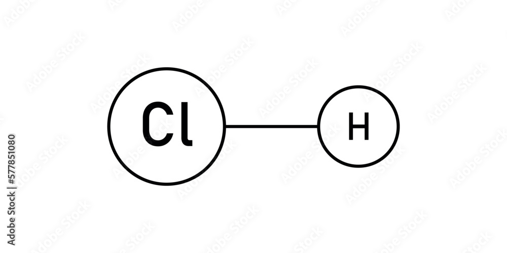 Bond polarity in Hydrochloric acid (HCl) molecule. Scientific vector ...