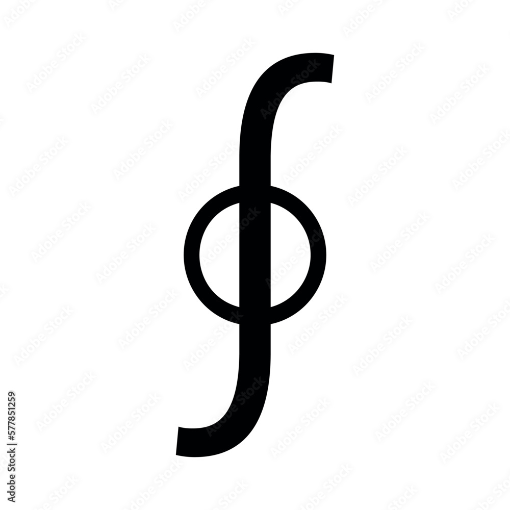 Contour integral symbol in mathematics. Vector illustration isolated on ...