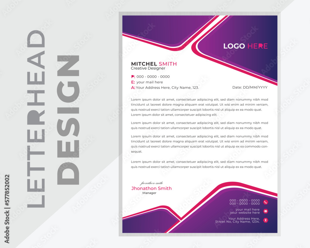Modern business letterhead template, Professional creative letterhead ...