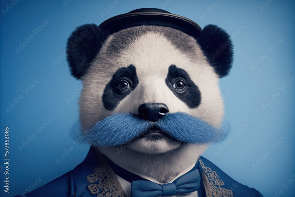 Humanazied panda with mustache in imperial style. Created with ...