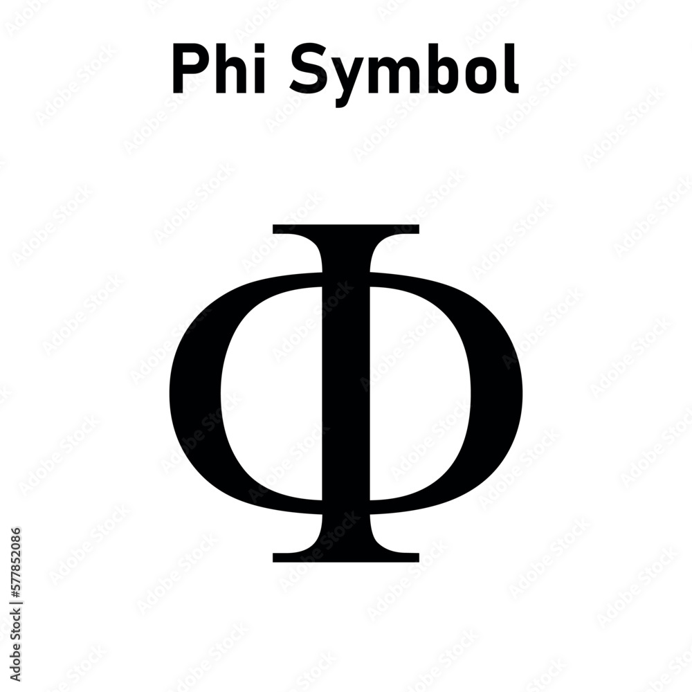 Black phi symbol icon with name. greek alphabet letter. Stock Vector ...