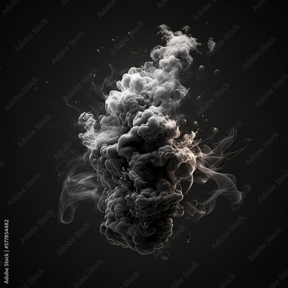 Smoke. Smoke explosion. Explosion of smoke on a dark background. Black ...