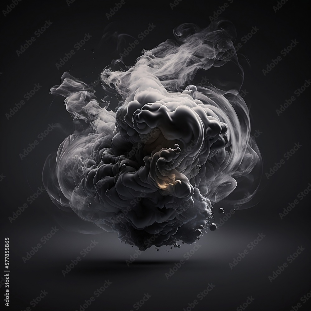 Smoke. Smoke explosion. Explosion of smoke on a dark background. Black ...